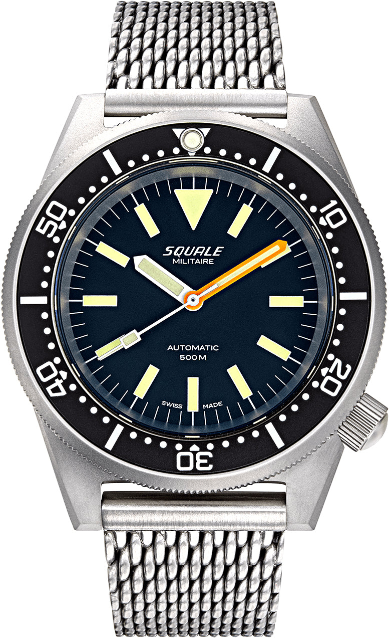 Squale Watch 1521 Militaire Steel Blasted Mesh 1521MILIBL.ME20 Watch | Jura Watches