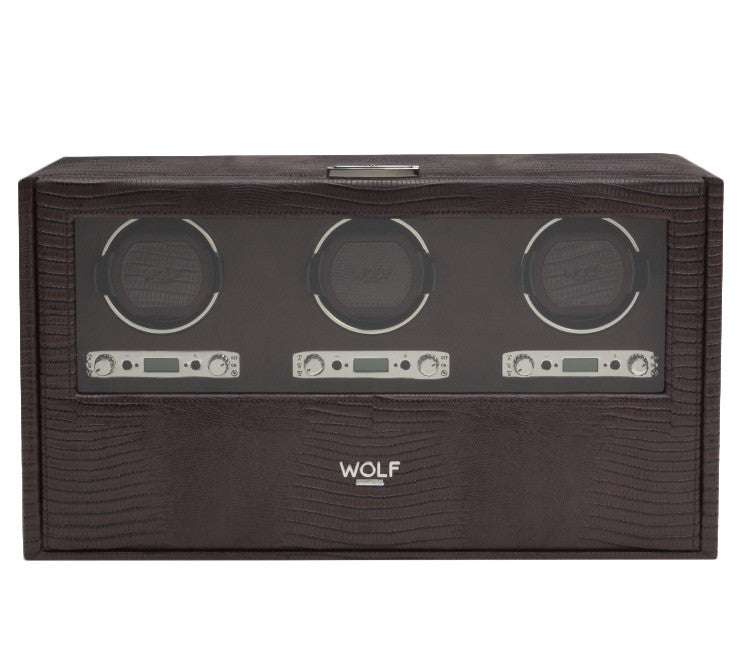 Wolf Watch Winder Blake Triple Storage And Travel Case Brown Lizard ...
